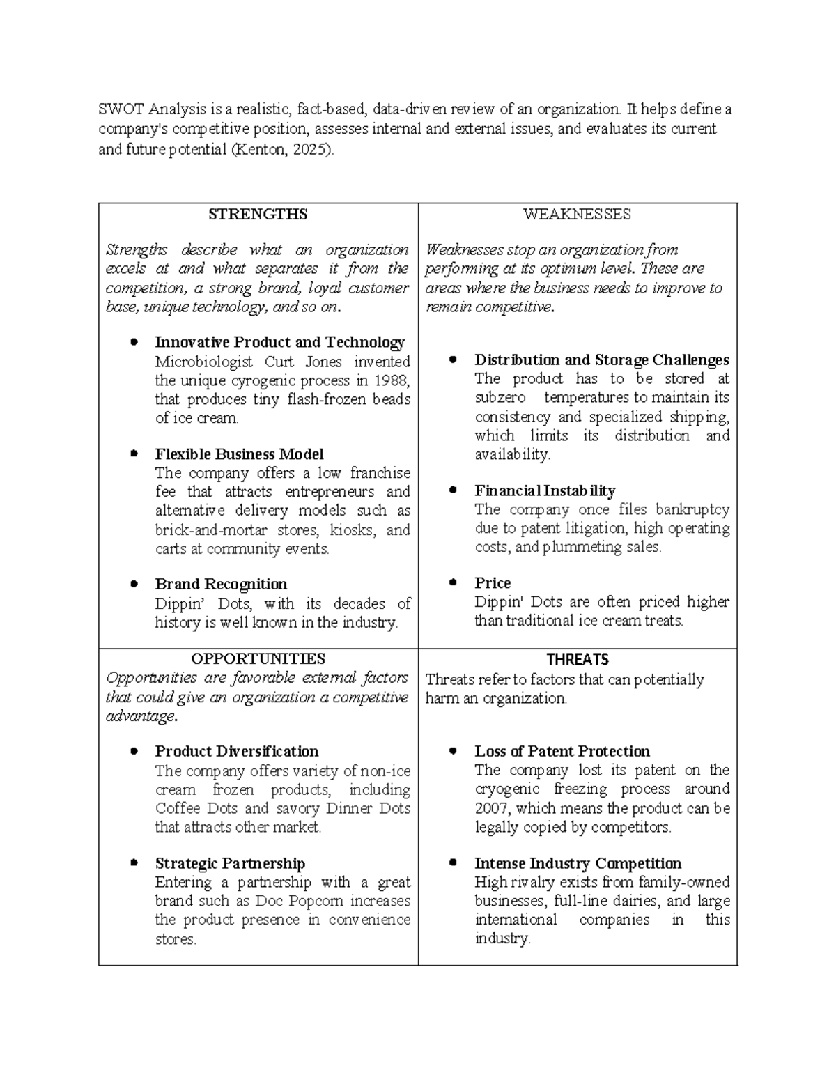 SWOT Analysis of Dots Ice Cream: Strengths, Weaknesses, Opportunities ...