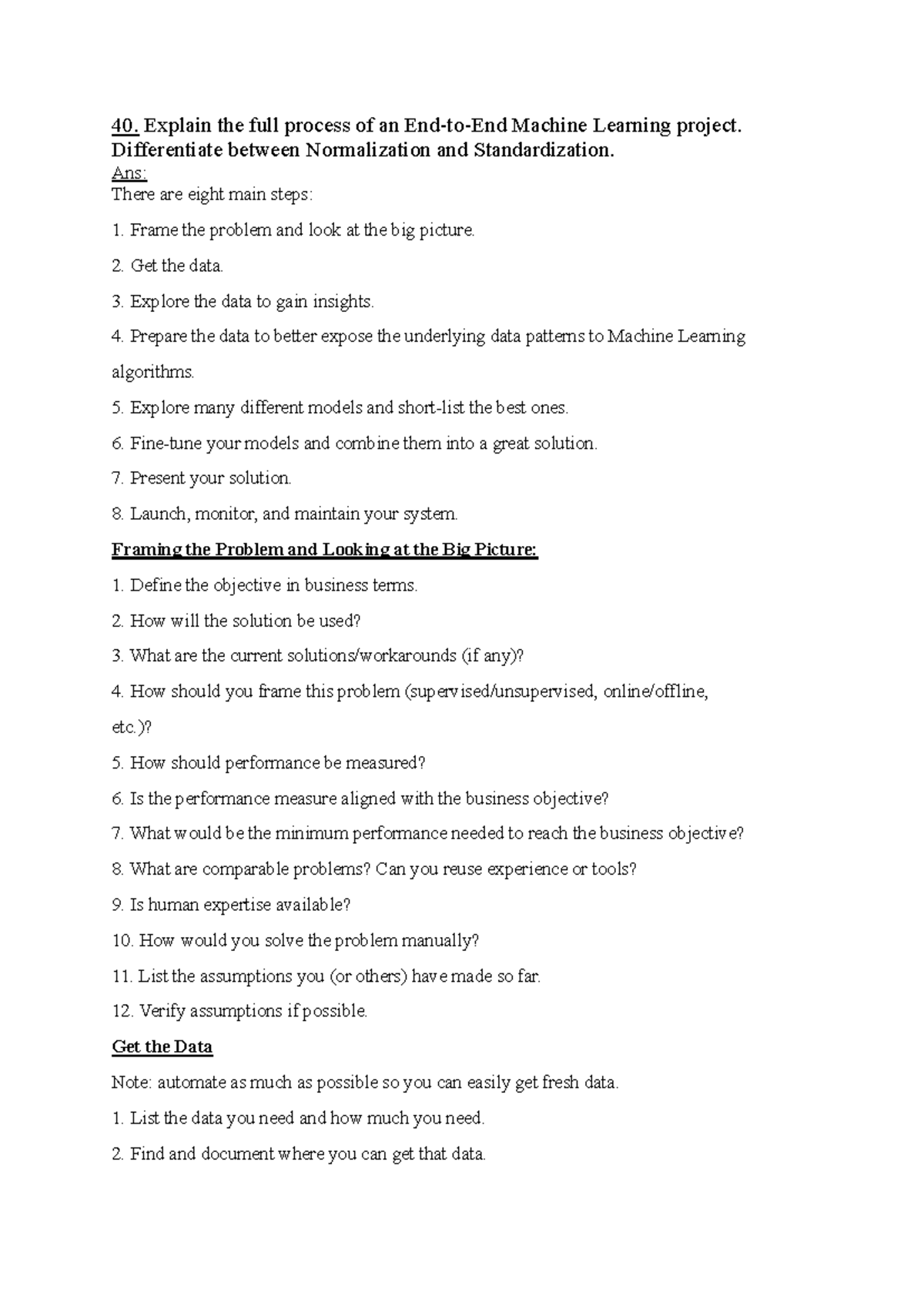 Mod3 10 Marks - Machine Learning Project Process & Key Concepts - Studocu