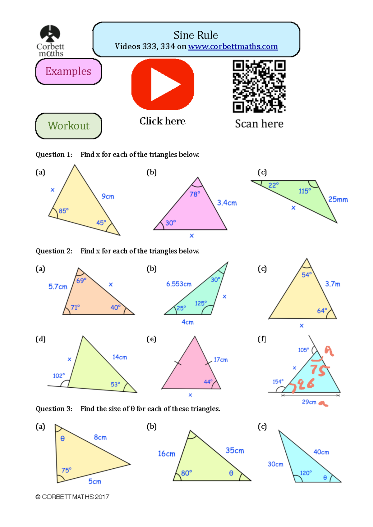 Sine Rule Practice Questions and Examples - Math 101 - Studocu