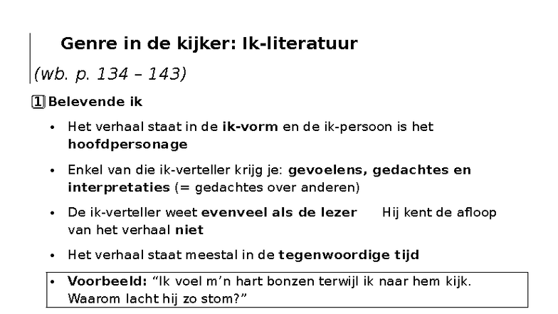 Genre in de kijker: Belevende, Vertellende en Personele Ik - D2 Les 15 ...