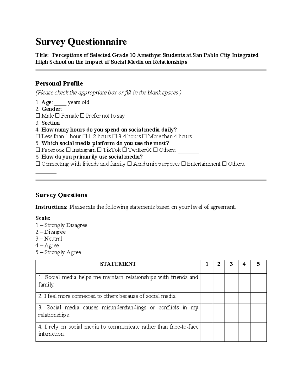 Questionnaires 3 - It helps others to do an easy questionare - Survey ...