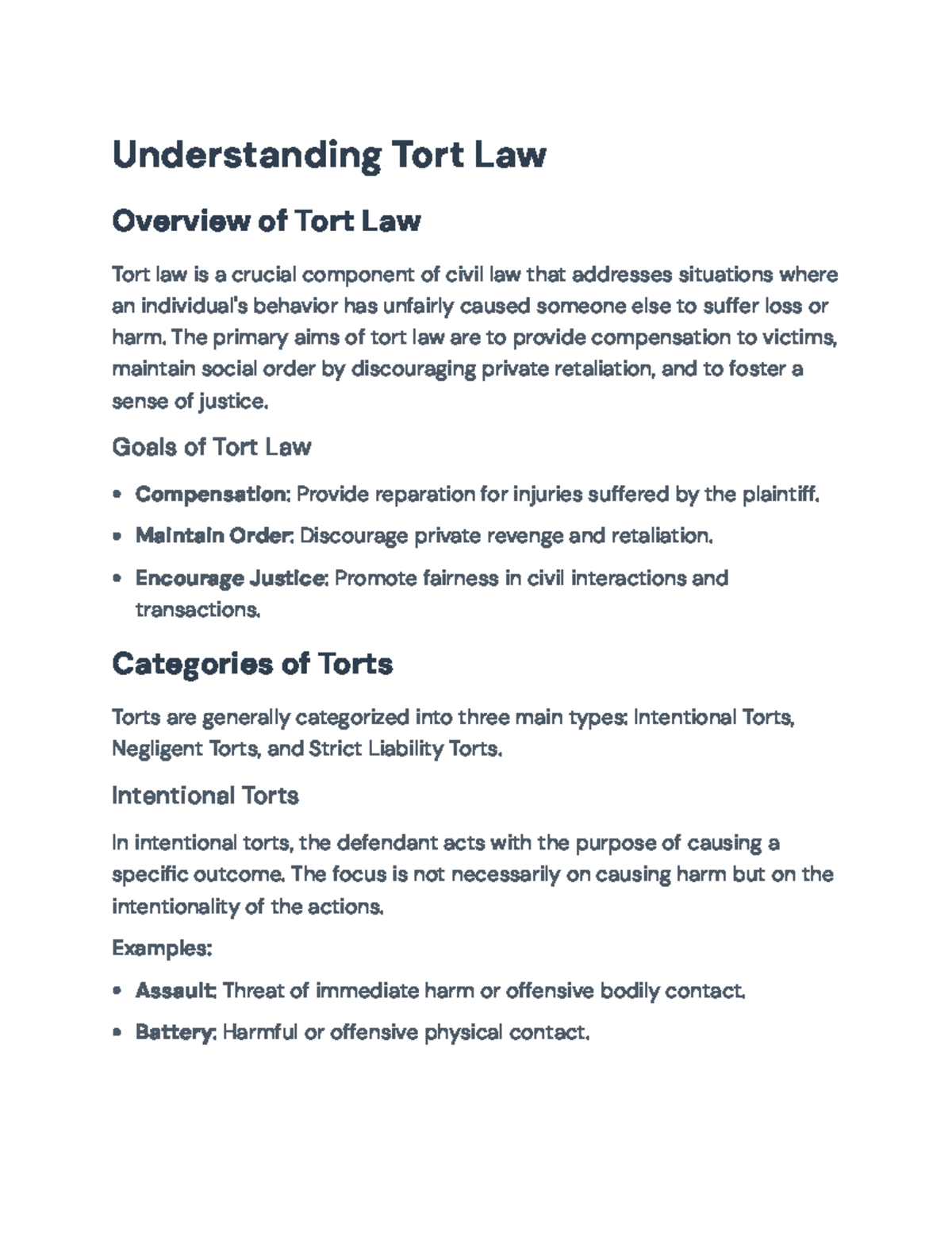 Tort Law Overview: Types, Elements, and Case Studies Analysis - Understanding Tort Law Overview ...