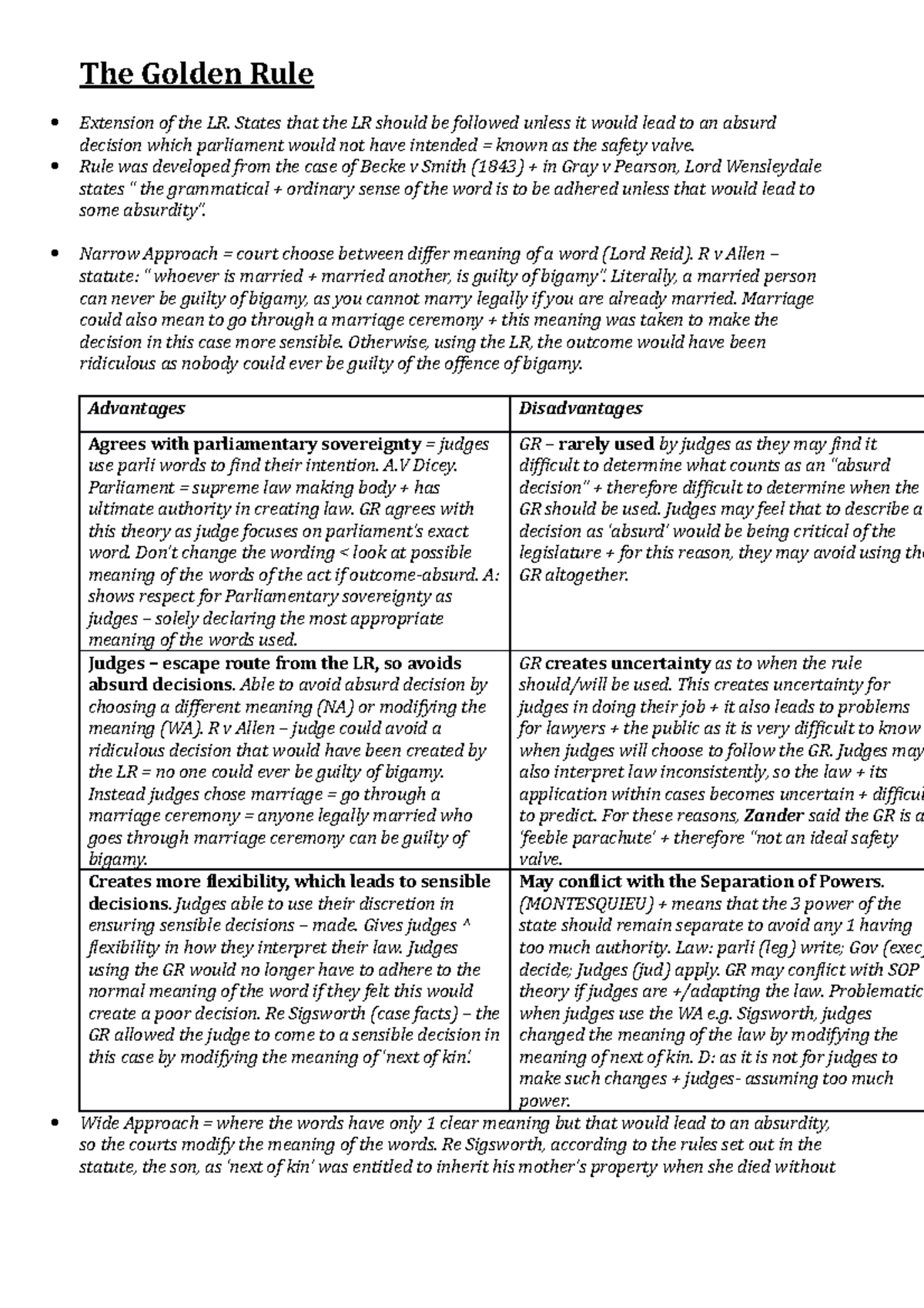 The Golden Rule in Law: Applications and Implications - Studocu