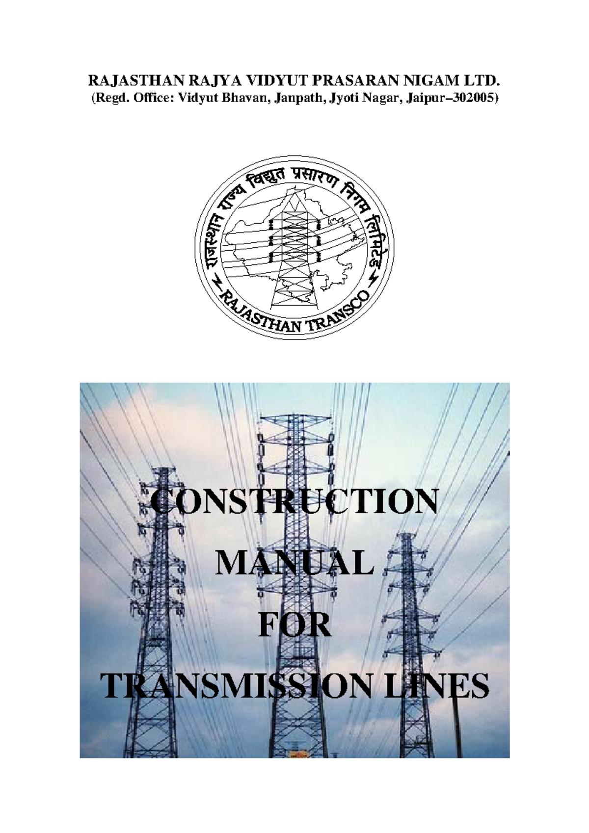 Construction Manual for Transmission Lines - RVPN Guidelines and ...