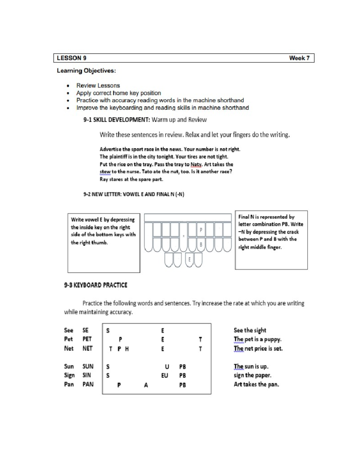Lesson 9 with Learning Activity 9 - Foundation of Shorthand - Studocu