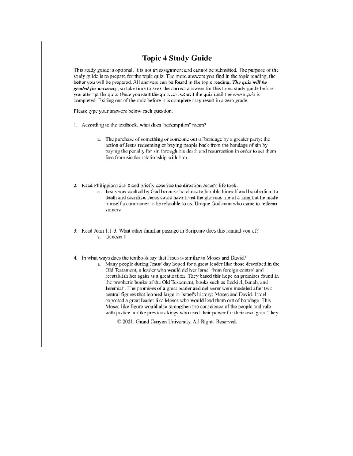 Study Guide Chapter 4 - Topic 4 Study Guide This study guide is ...
