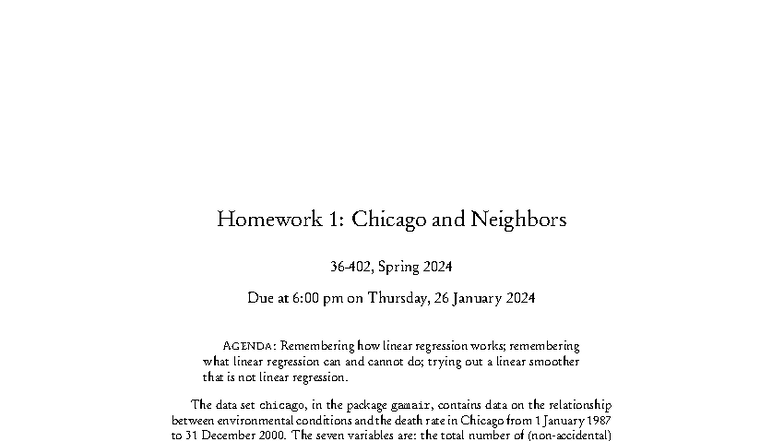 Hw-01: Linear Regression Analysis of Chicago Death Rates - Spring 2024 ...