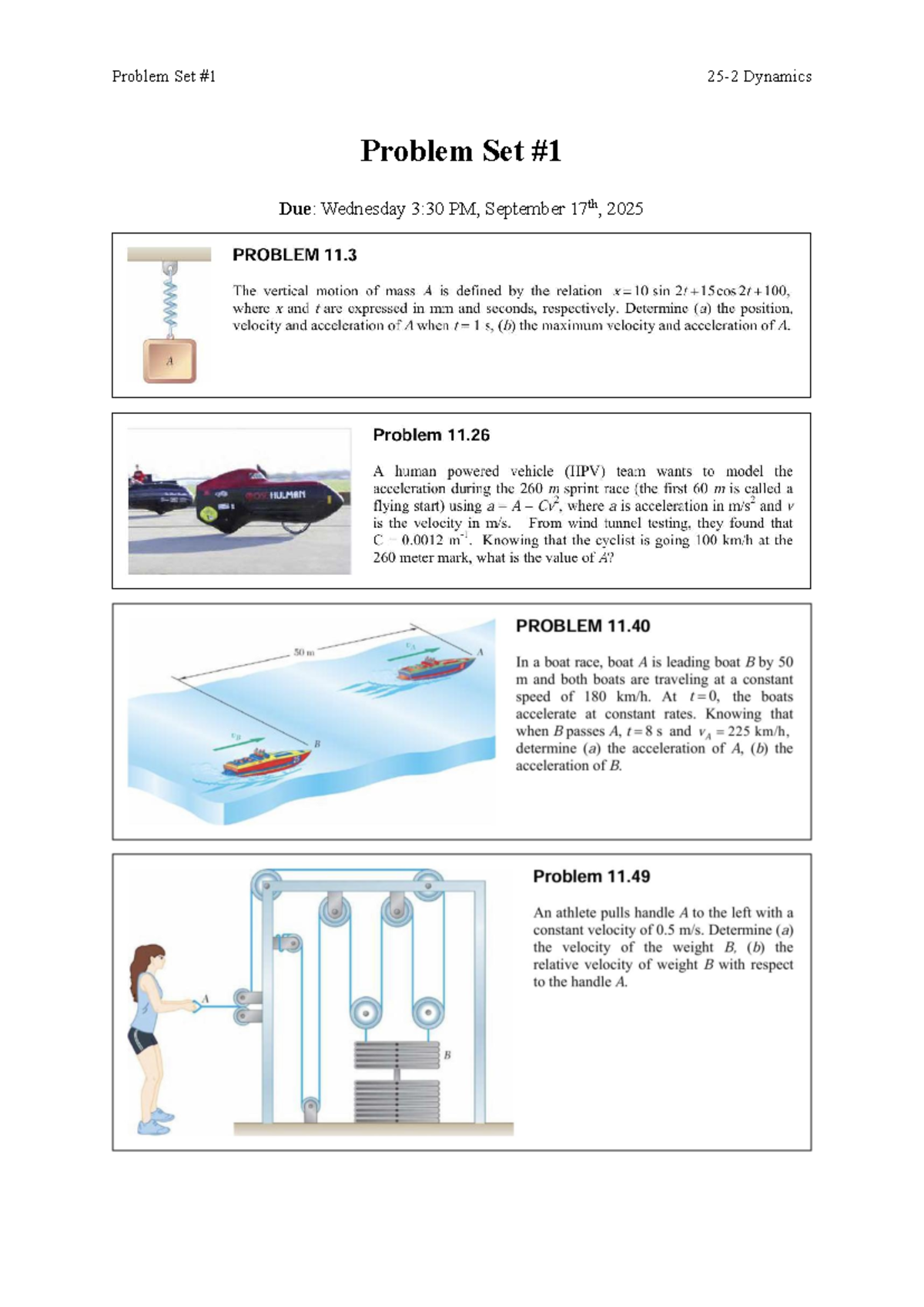 Problem Set #1 - 숙제입니다 - Dynamics - Problem Set #1 25 - 2 Dynamics ...