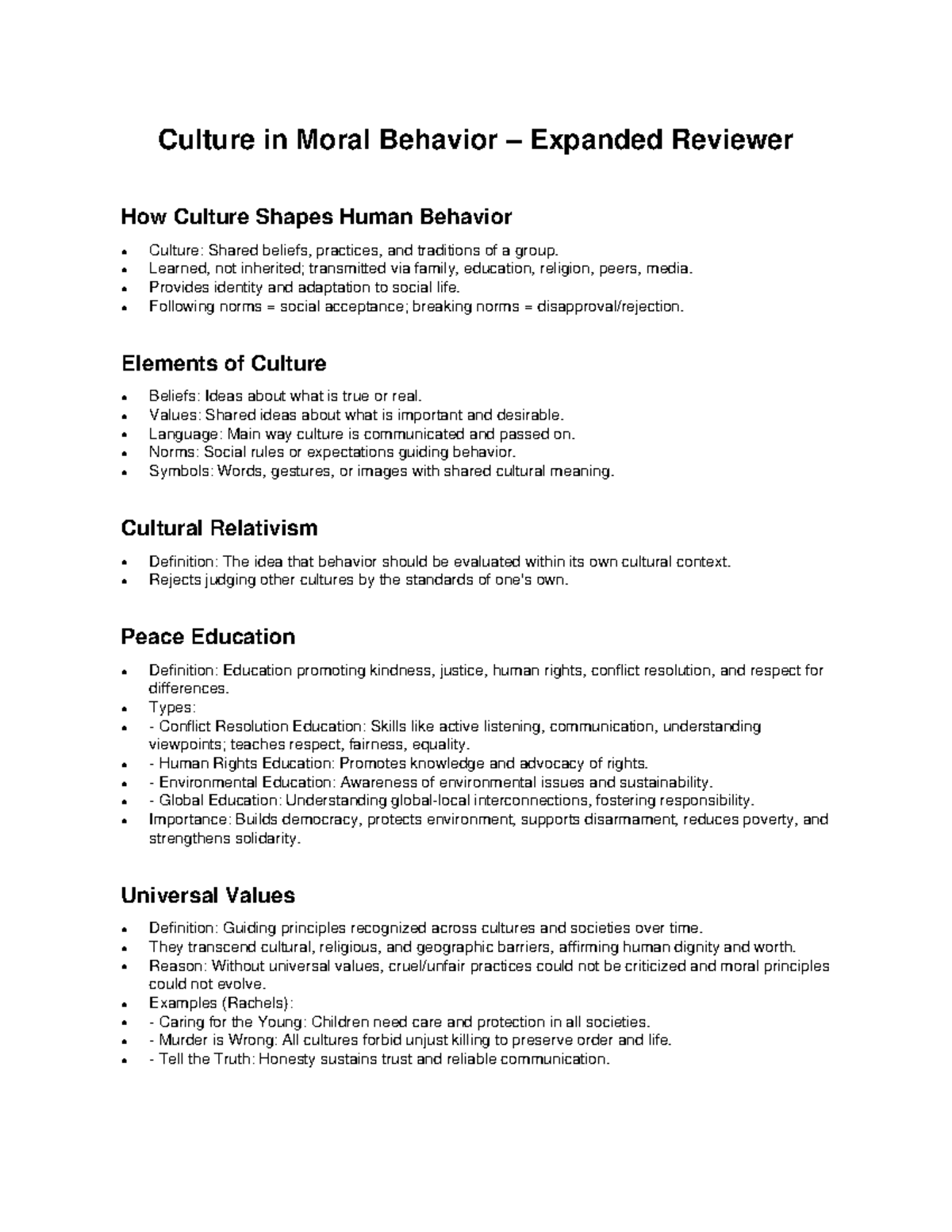 Culture in Moral Behavior: How Culture Shapes Human Actions - Studocu