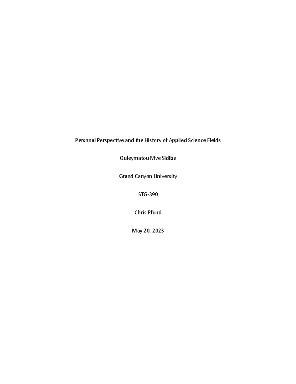 Personal Perspective and the History of Applied Science Fields - " Word ...