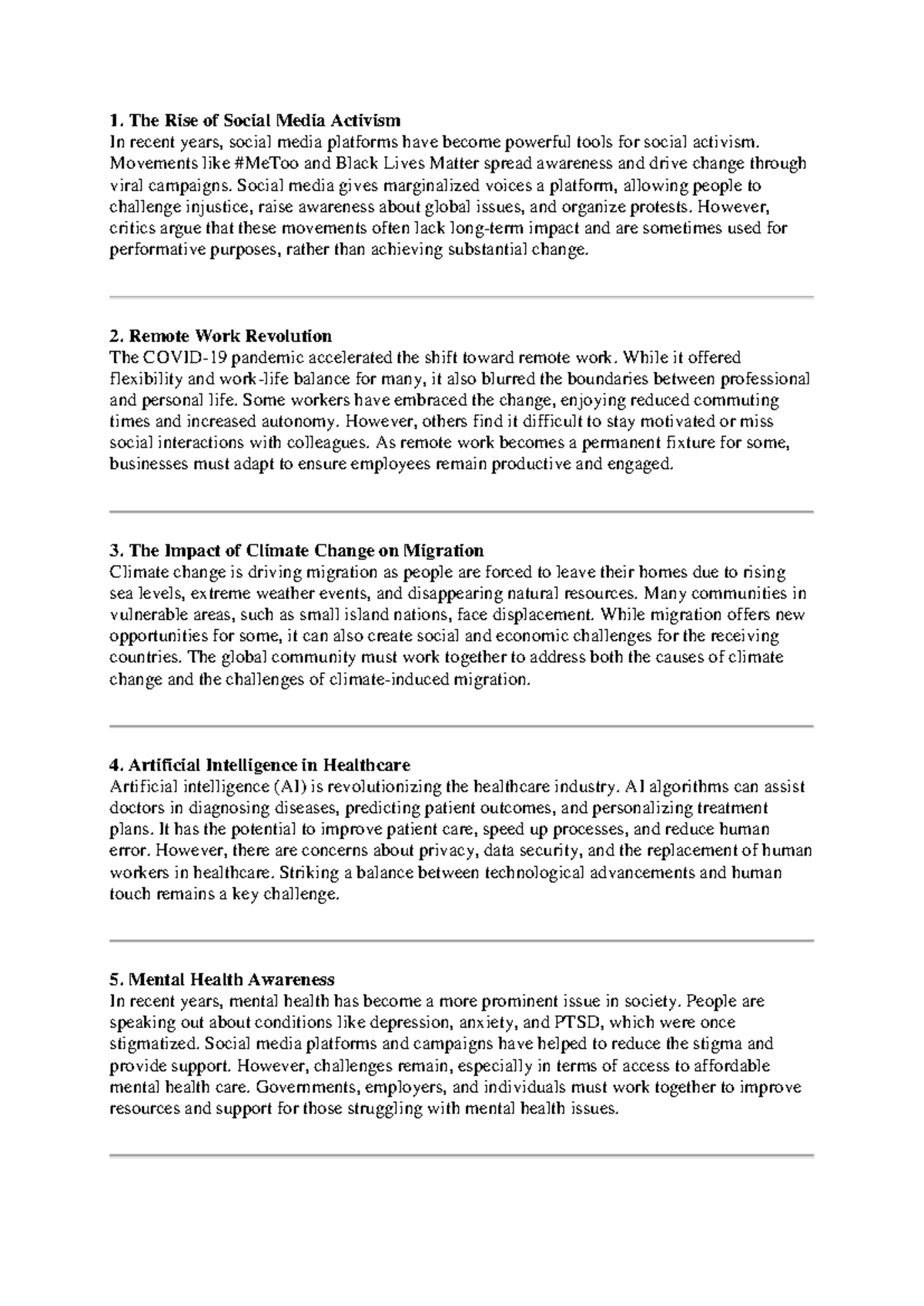 15 Timely Issues: Social Media, Remote Work, Climate Change & More ...