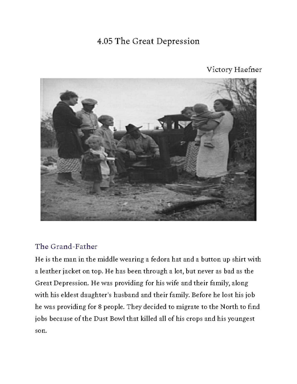 4.05 The Great Depression: A Family's Struggle During Hardship - Studocu