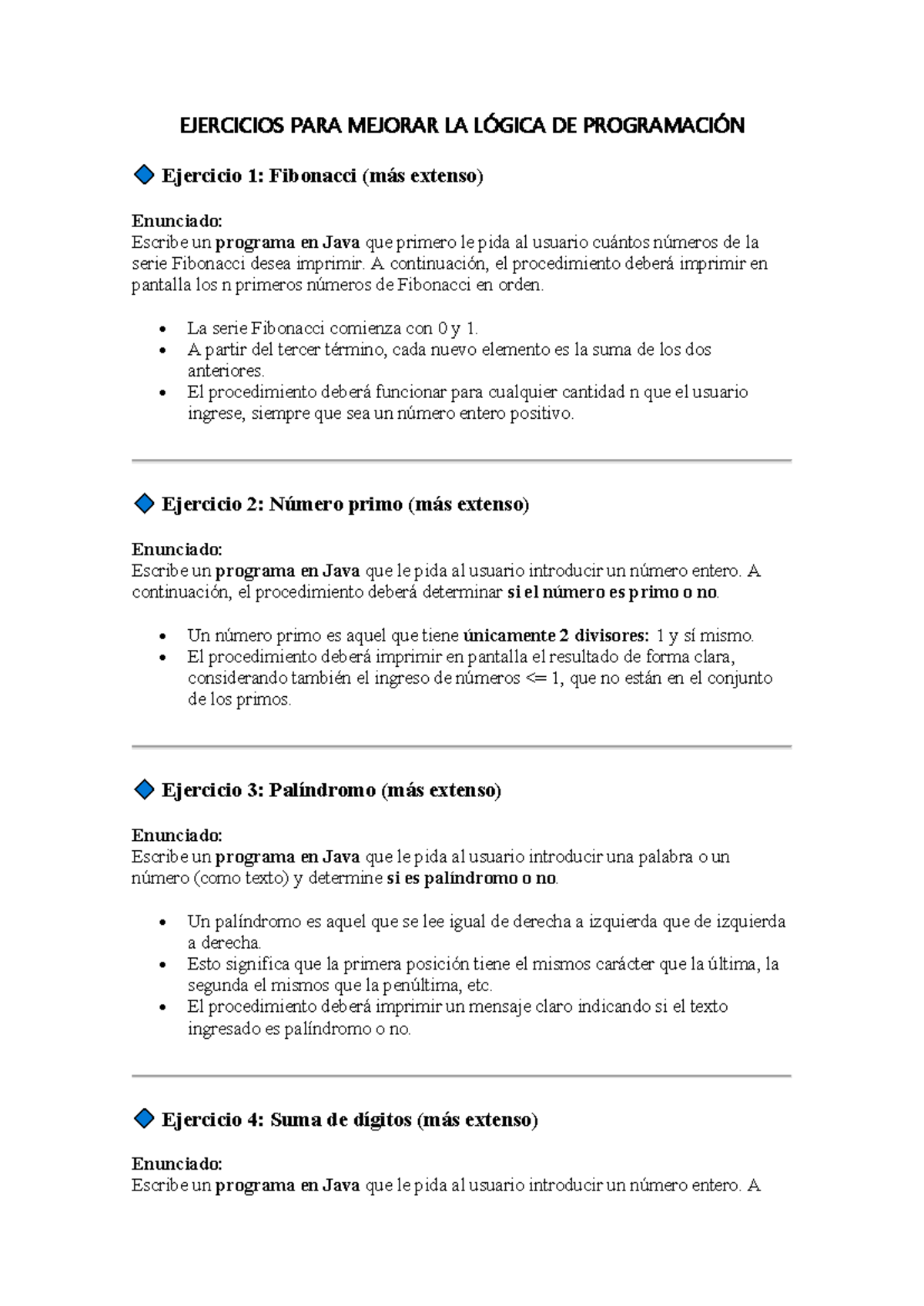 EJERCICIOS EJEMPLO PARA MEJORAR LÓGICA DE PROGRAMACIÓN EN JAVA - Studocu