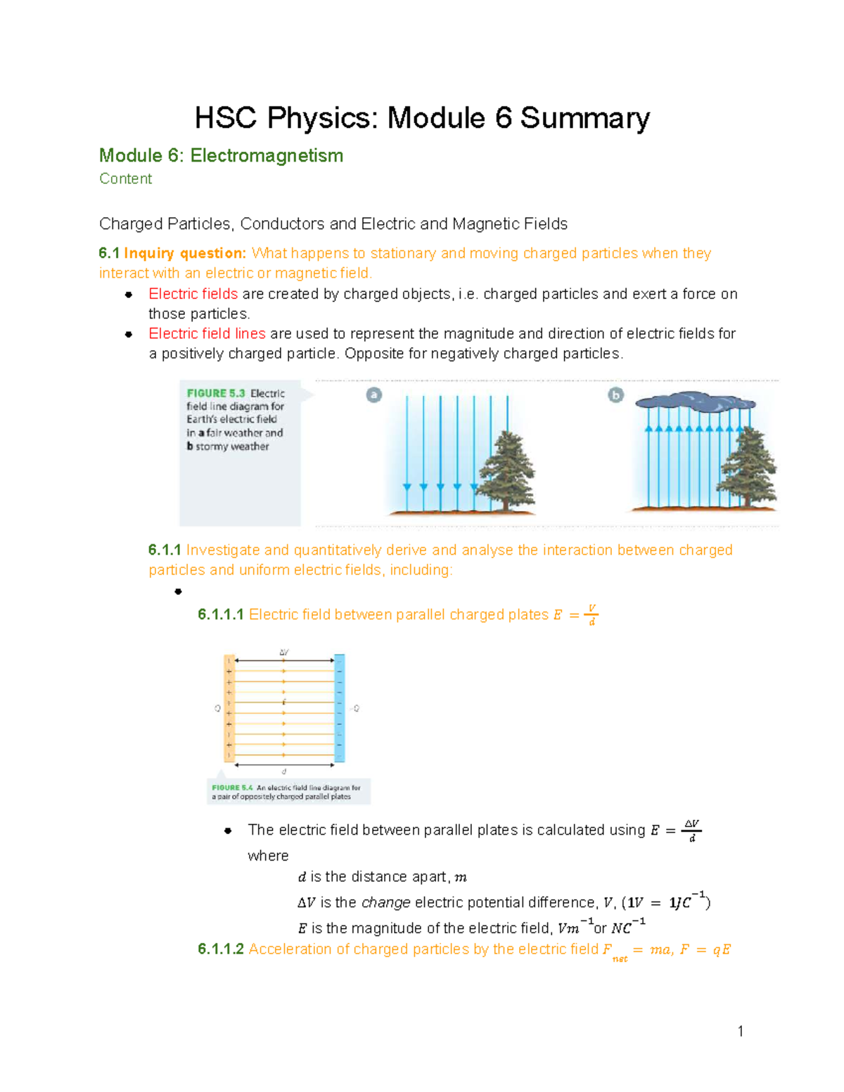 HSC Physics: Module 6 - Electromagnetism Summary Notes - Studocu