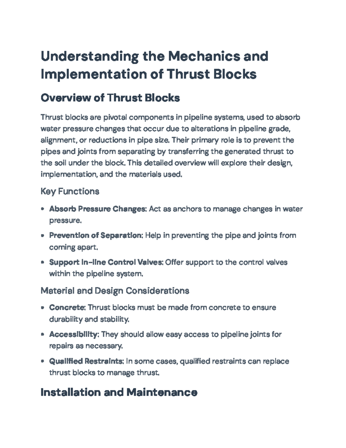 Thrust Blocks in Pipeline Systems: Design, Implementation & Maintenance ...