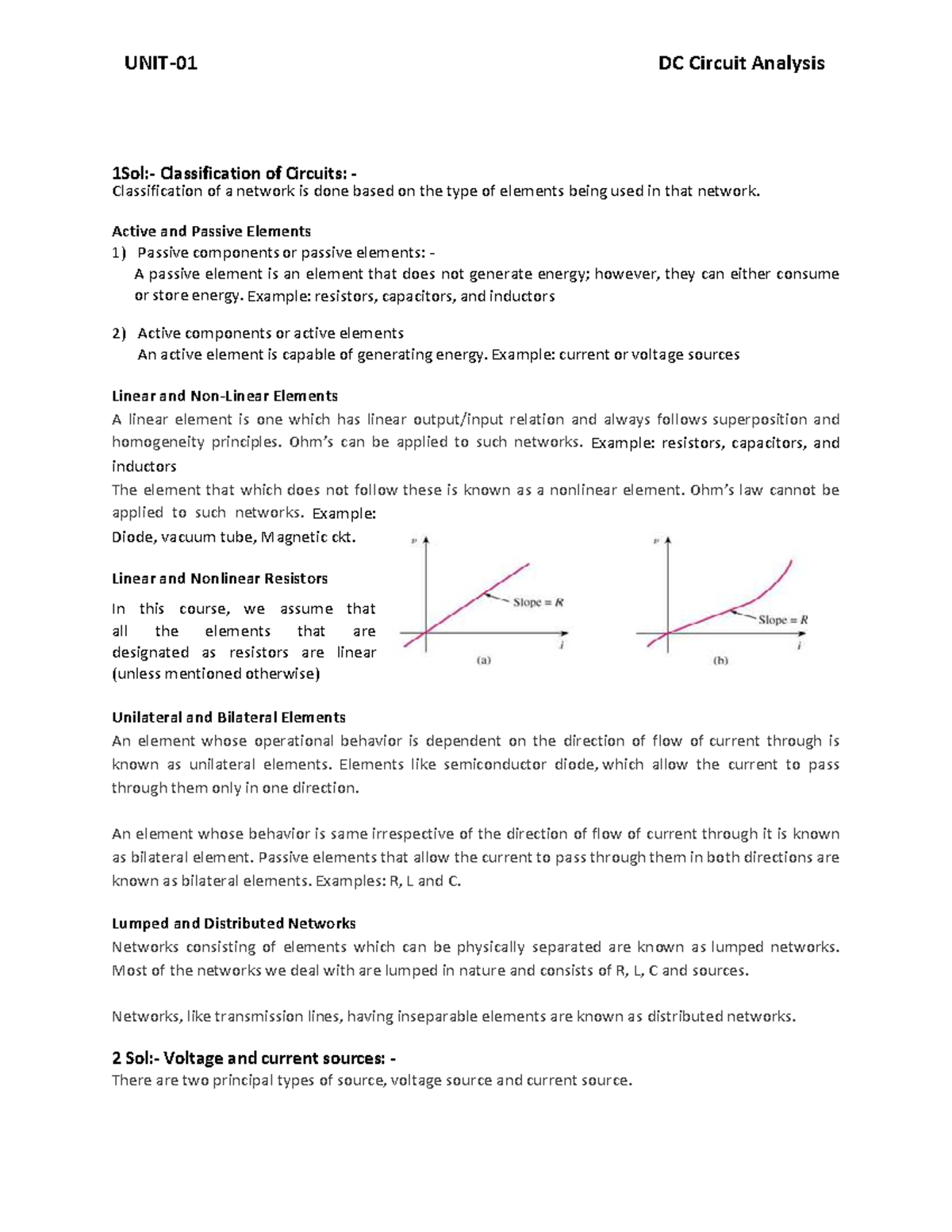 DC Circuit Analysis: Classification of Circuits - Unit 01 Notes - Studocu