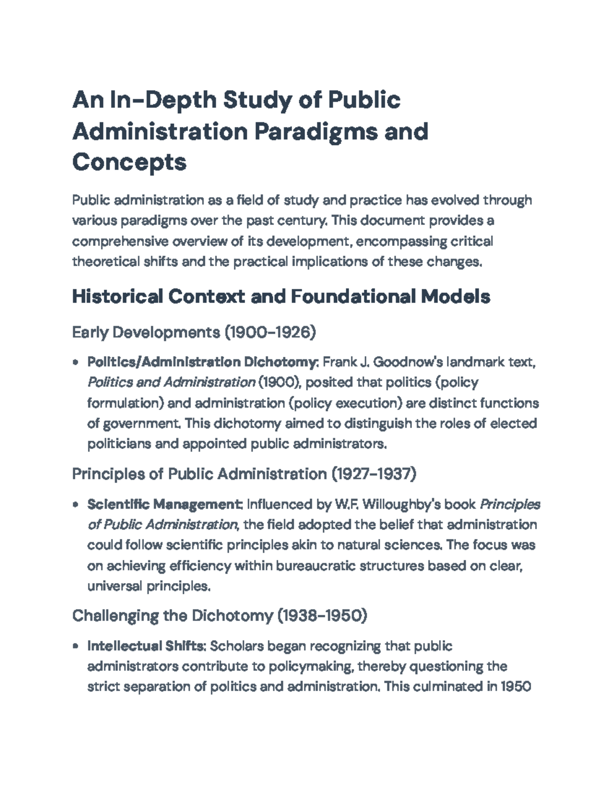 In-Depth Study of Public Administration Paradigms and Concepts - An In ...