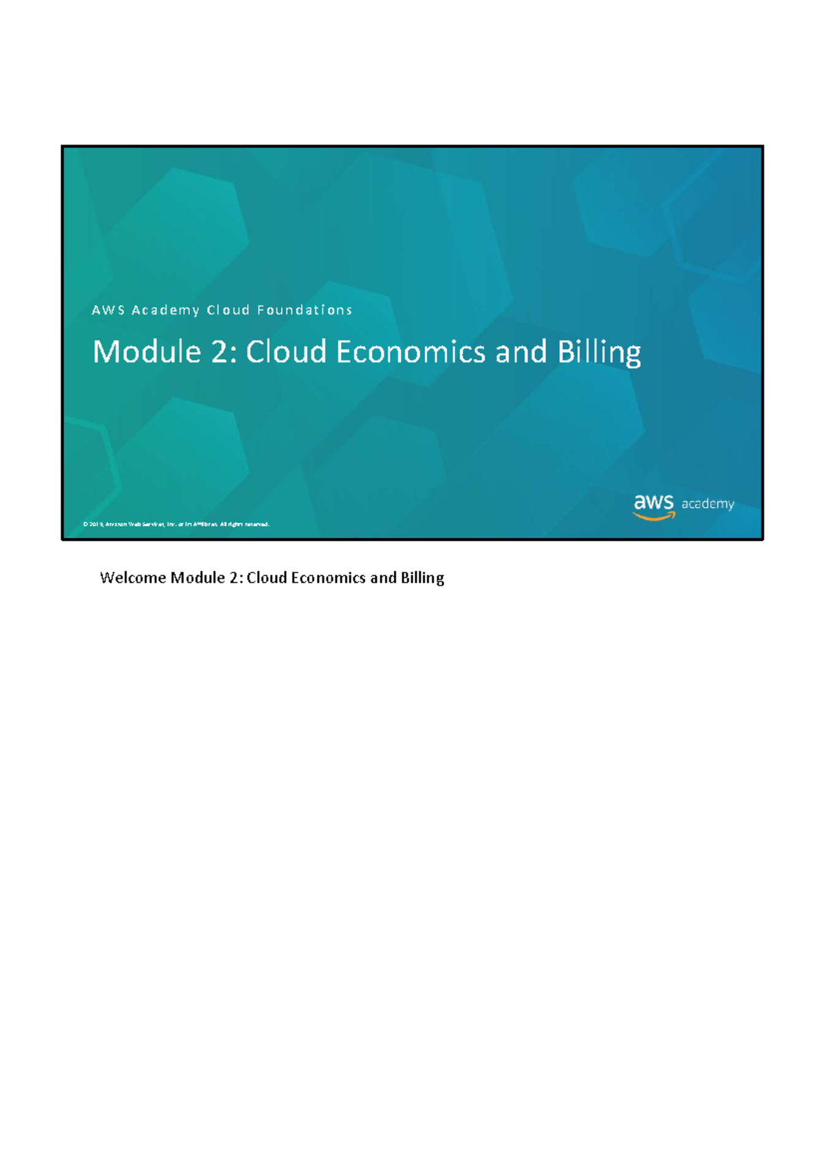 Module 2 Cloud Economics and Billing - A W S A c a d e m y C l o u d F o u n d a t i o n s ...