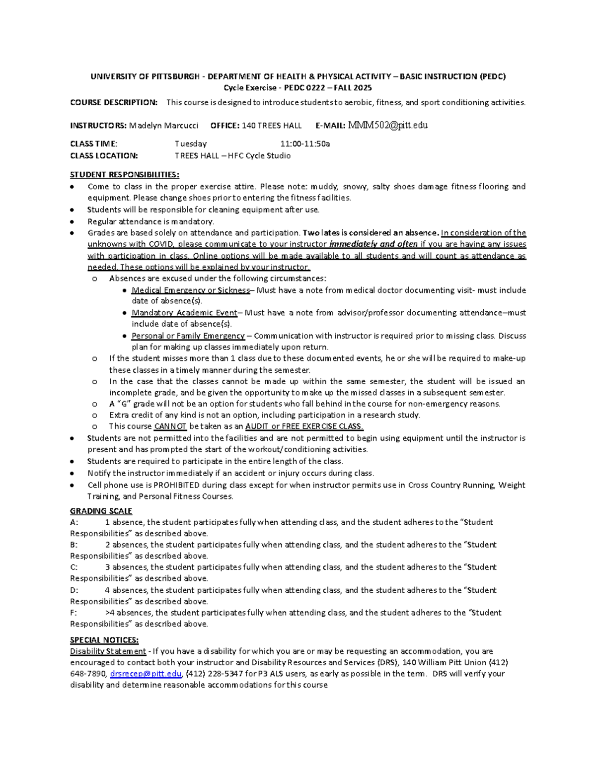 PEDC 2025 Cycle Exercise Course Overview and Student Guidelines - Studocu