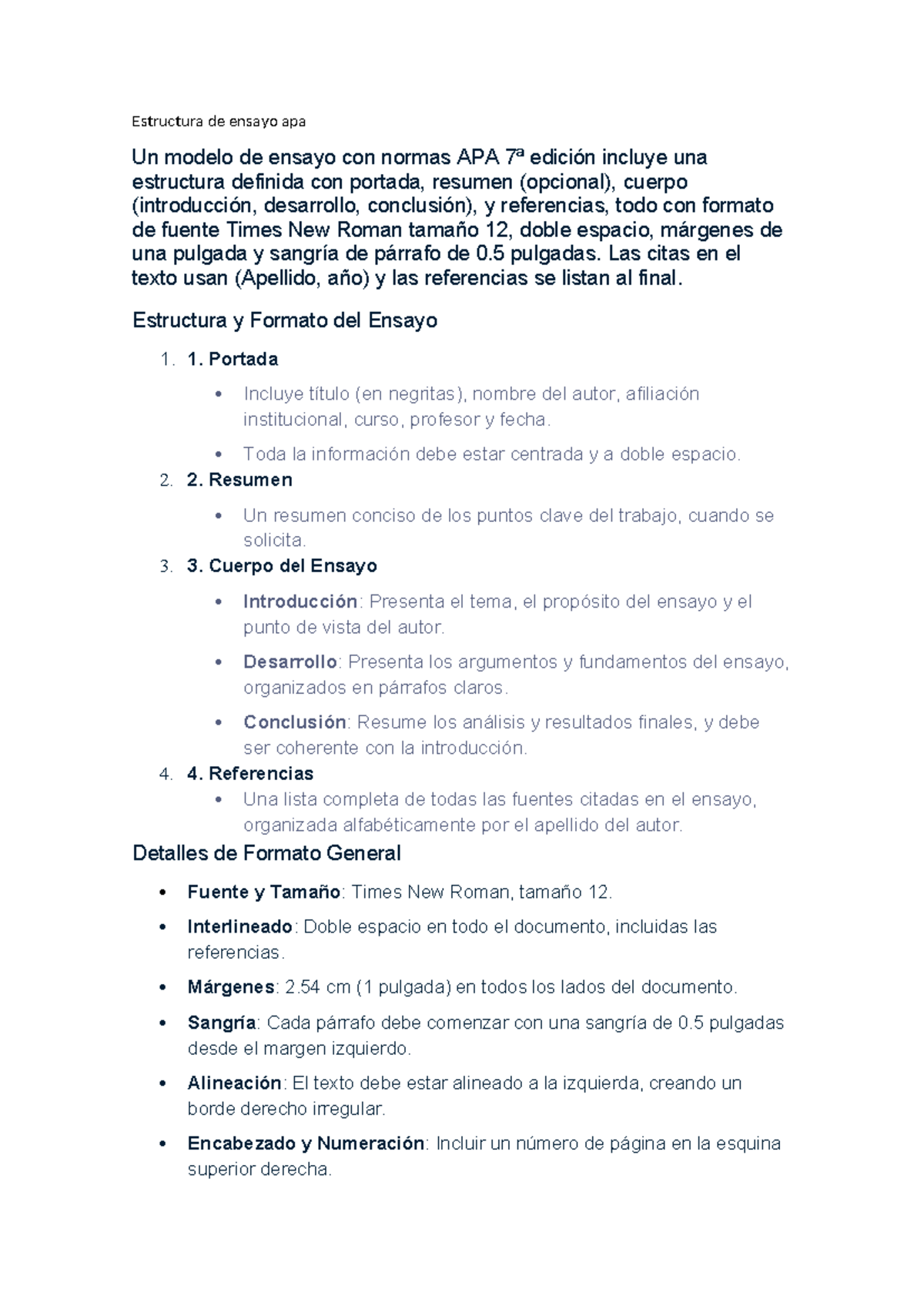 Estructura De Ensayo Apa 7ª Edición Guía Completa Studocu
