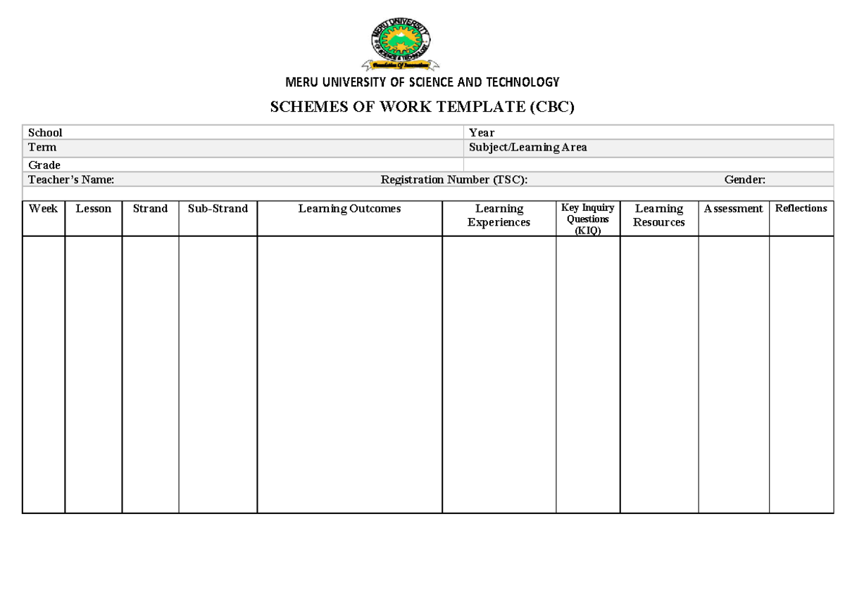 12.- Schemes-OF-WORK- Template-CBC - Diploma in Secondary Teacher ...