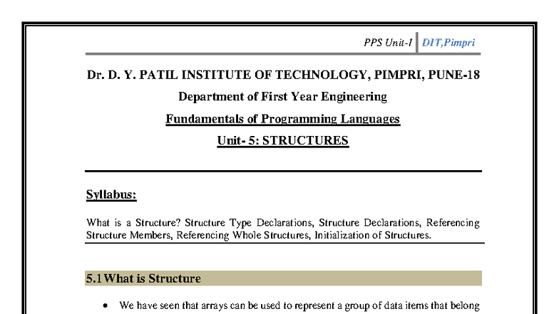 FPL 5B: Understanding Structures in Programming Languages - Studocu