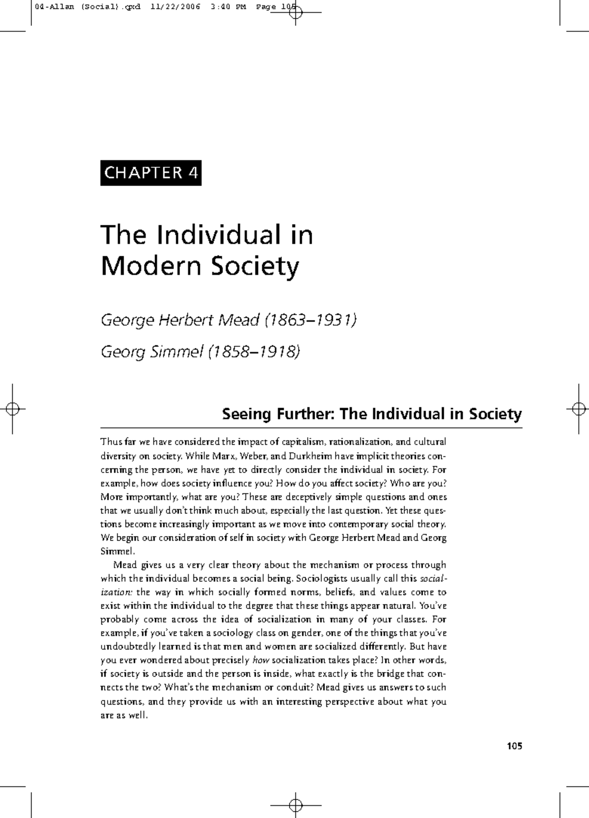 CHAPTER 4: The Individual in Modern Society - Insights from Mead ...