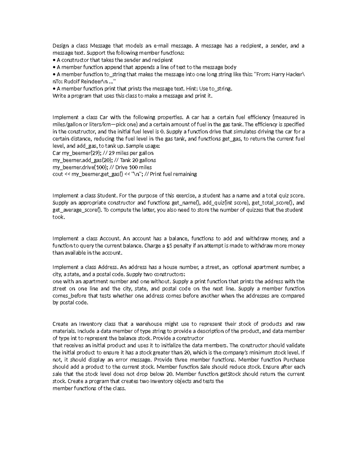 Exercise Class and Objects: Design and Implementation (CS101) - Studocu