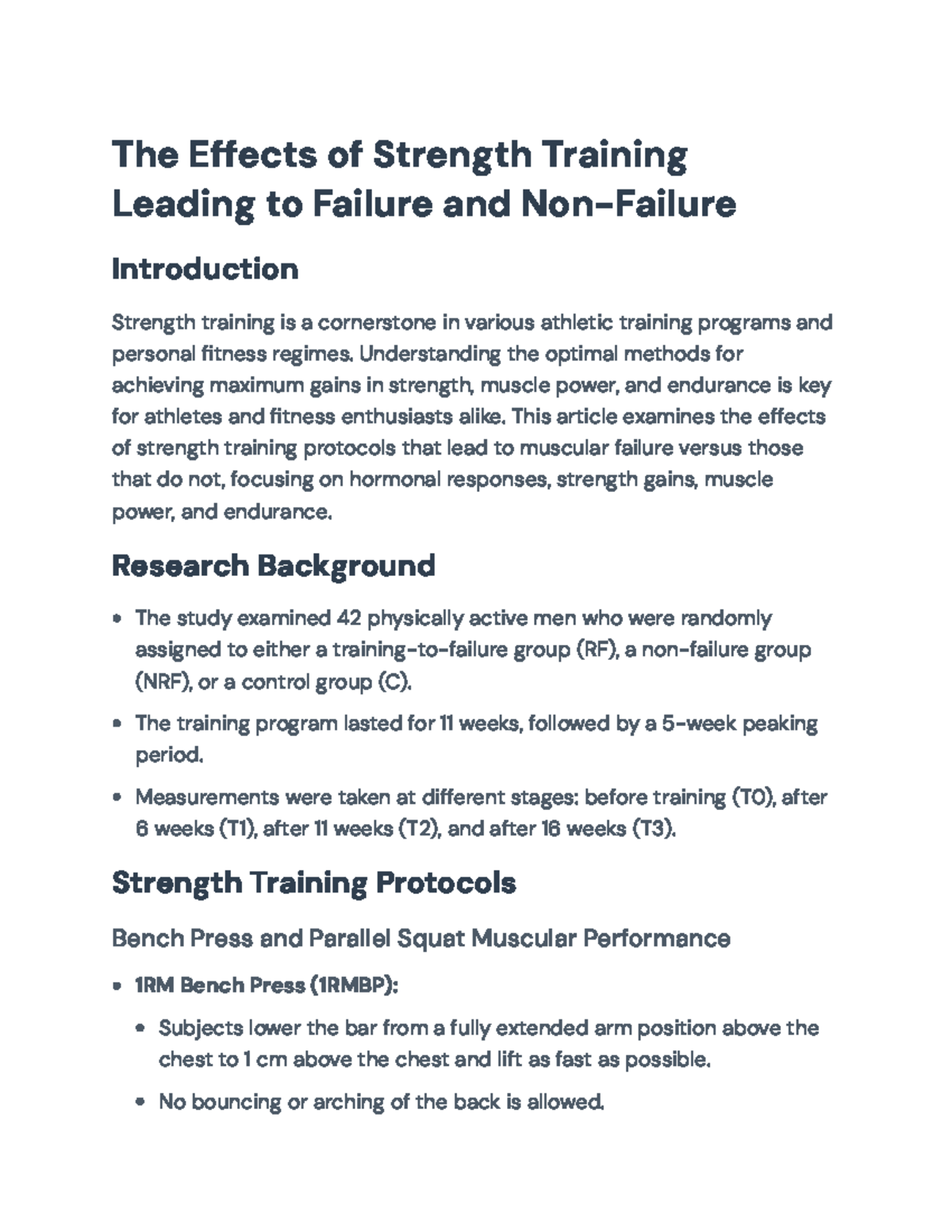 Effects of Strength Training: Failure vs. Non-Failure (Research Summary ...