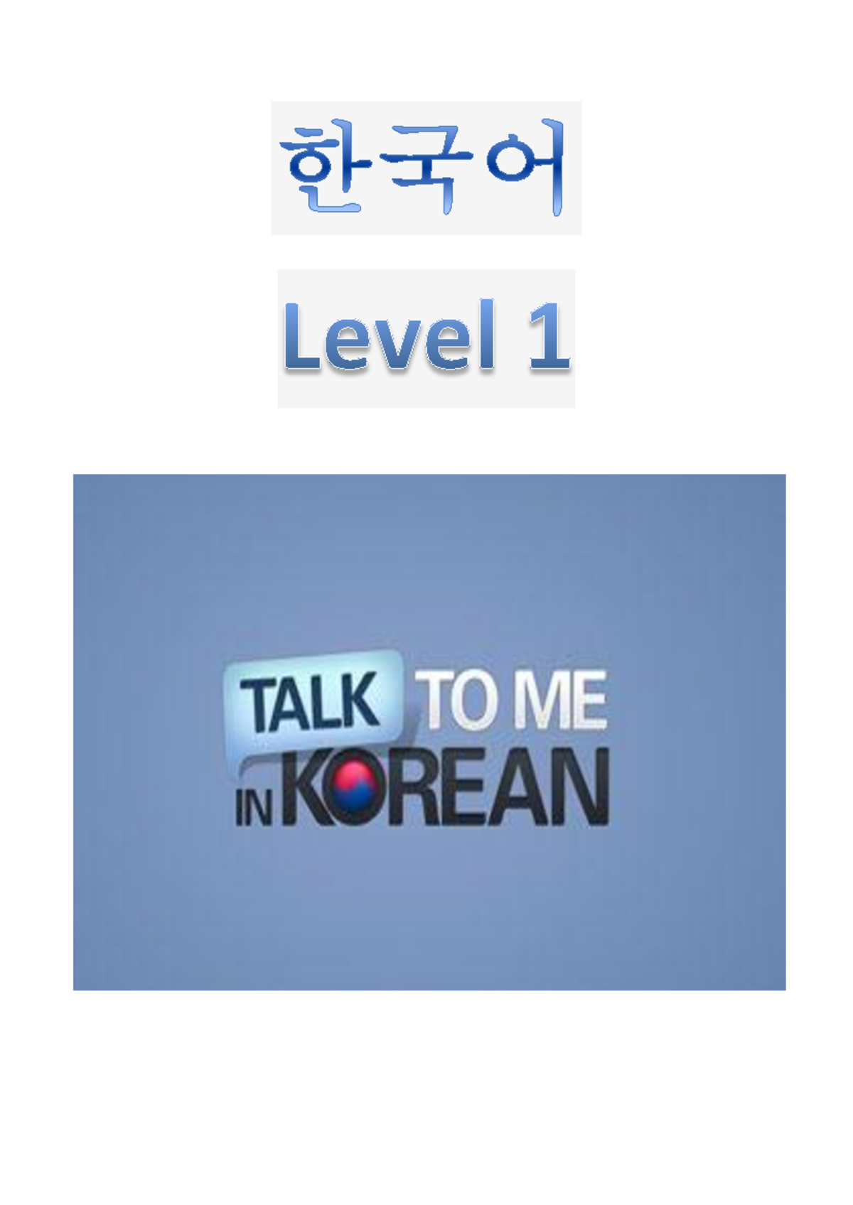 Talk to Me in Korean - Level 1 Lesson Notes (Including Audio) - Studocu