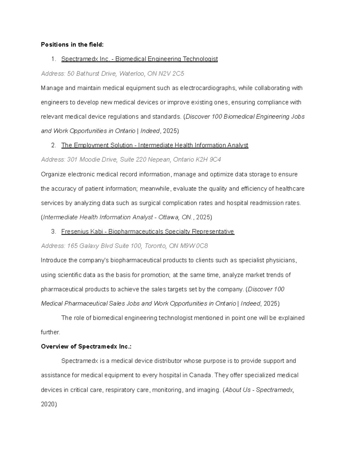 Biomedical Engineering Technologist Roles and Responsibilities (Unit 3 ...