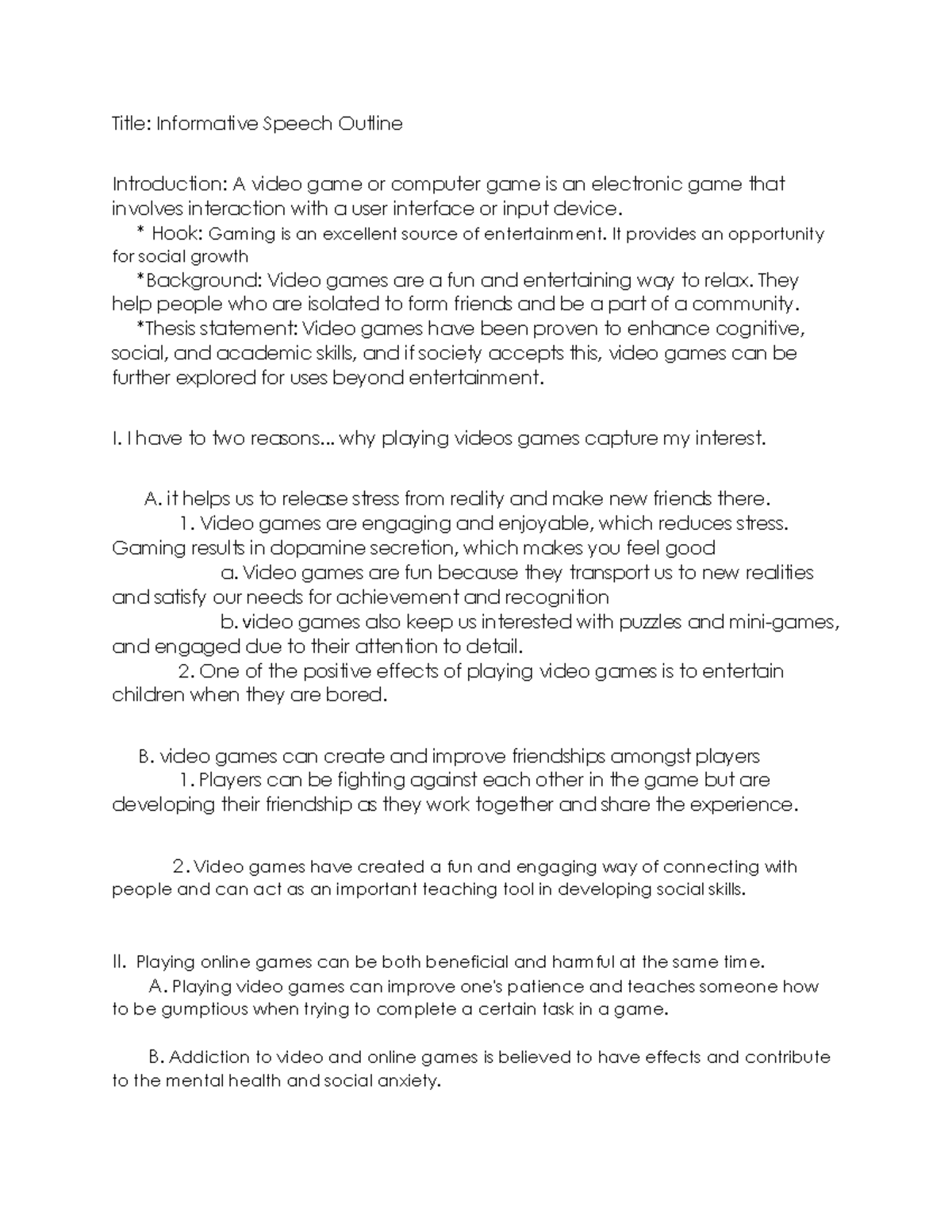 Informative Speech - Arizo Ronaldo - Title: Informative Speech Outline ...