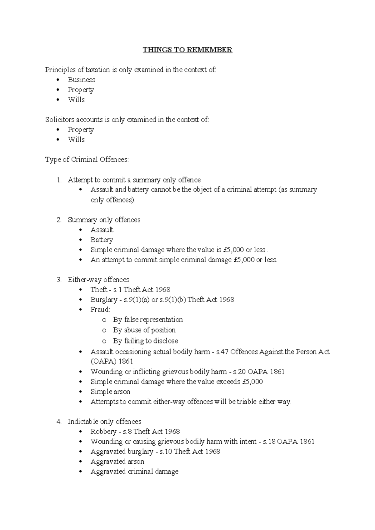 Taxation & Criminal Offences Overview for Law Exam Notes - Studocu