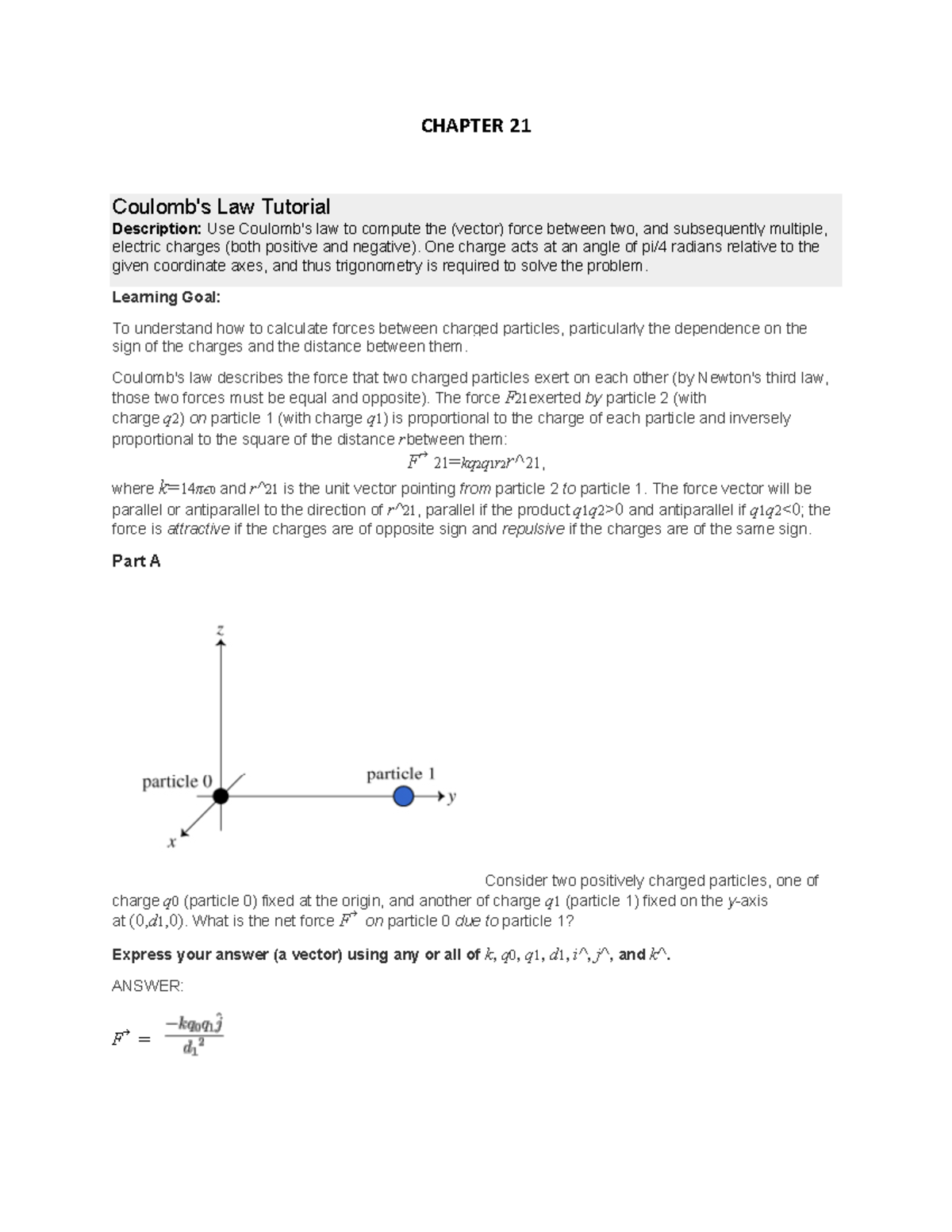 University Physics 2 - Tutorial 21: Coulomb's Law Solutions and ...