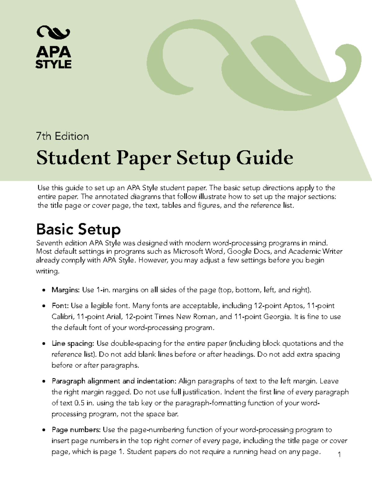 APA 7th Edition: Student Paper Setup Guide - Studocu