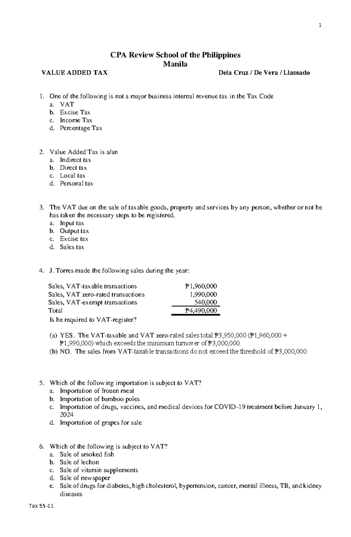 CPA 1: Comprehensive Review on Value Added Tax (VAT) in the Philippines ...