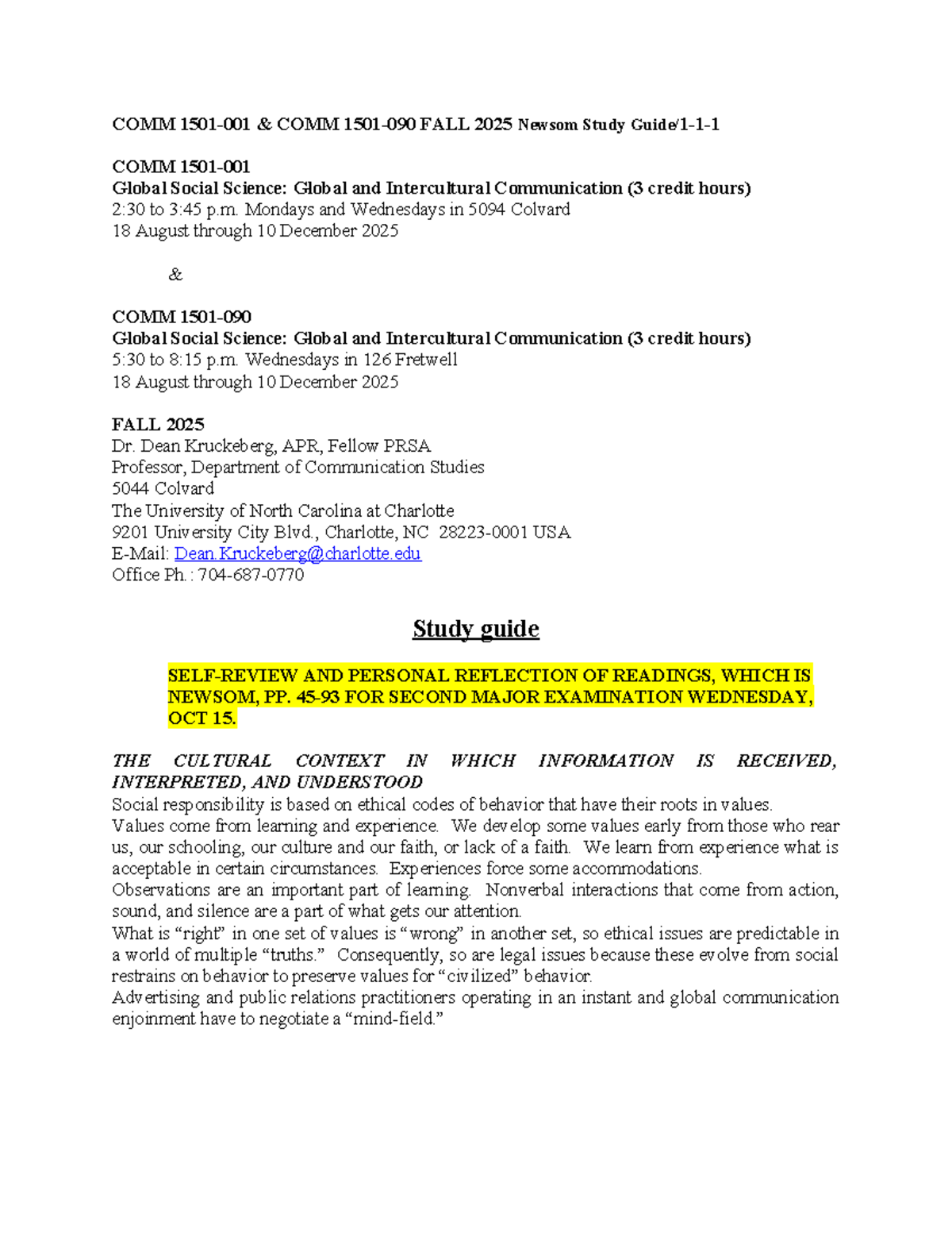 COMM 1501-001 & COMM 1501-090 FALL 2025 Newsom Study Guide for Exam 2 - Studocu