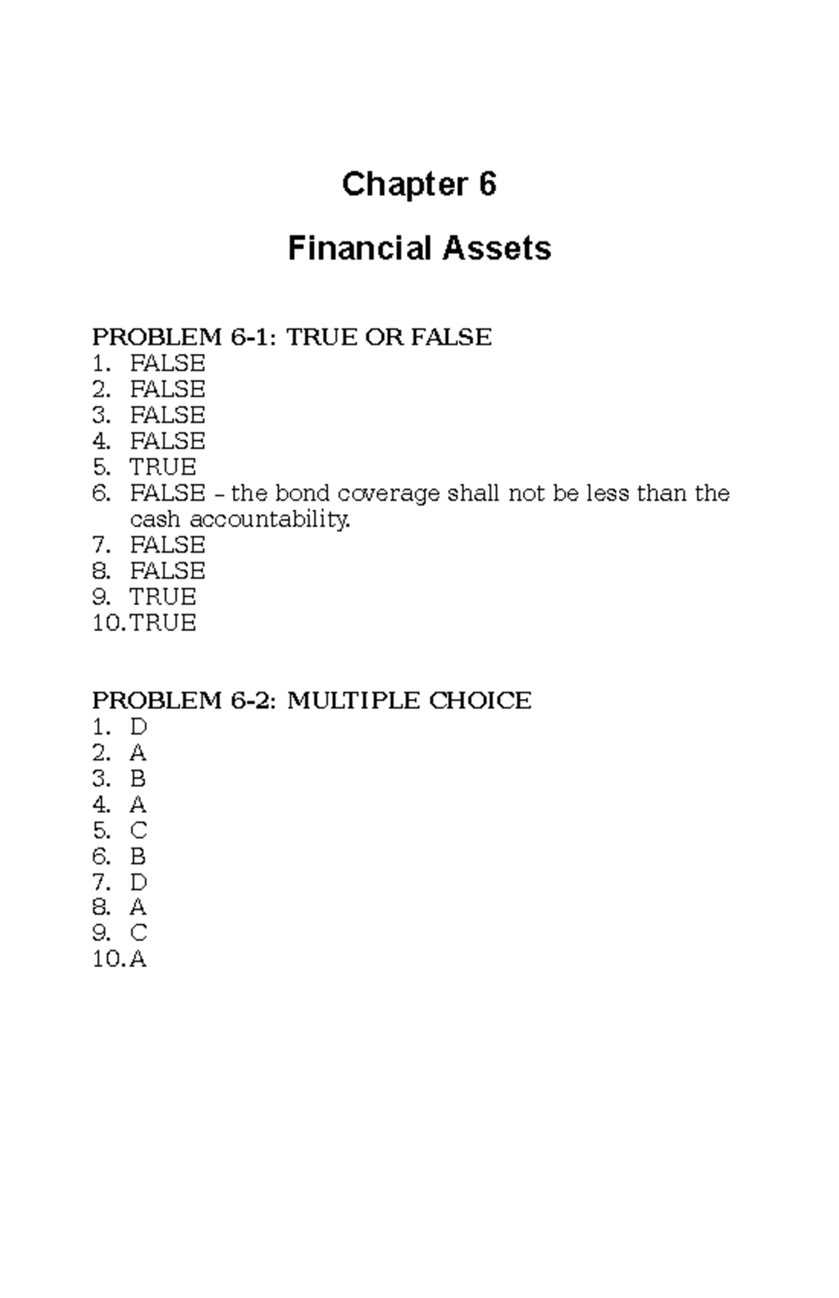 SOLman FAR- FINANCIAL ASSETS CHAPTER 6 - Chapter 6 Financial Assets ...