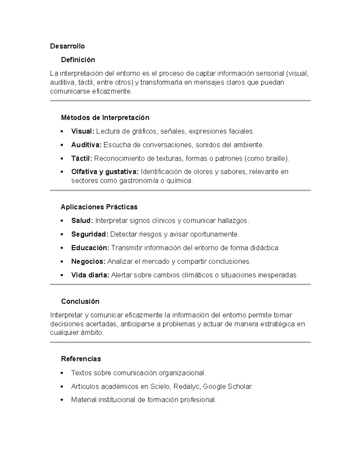 Desarrollo del Enfoque de Interpretación del Entorno - Studocu