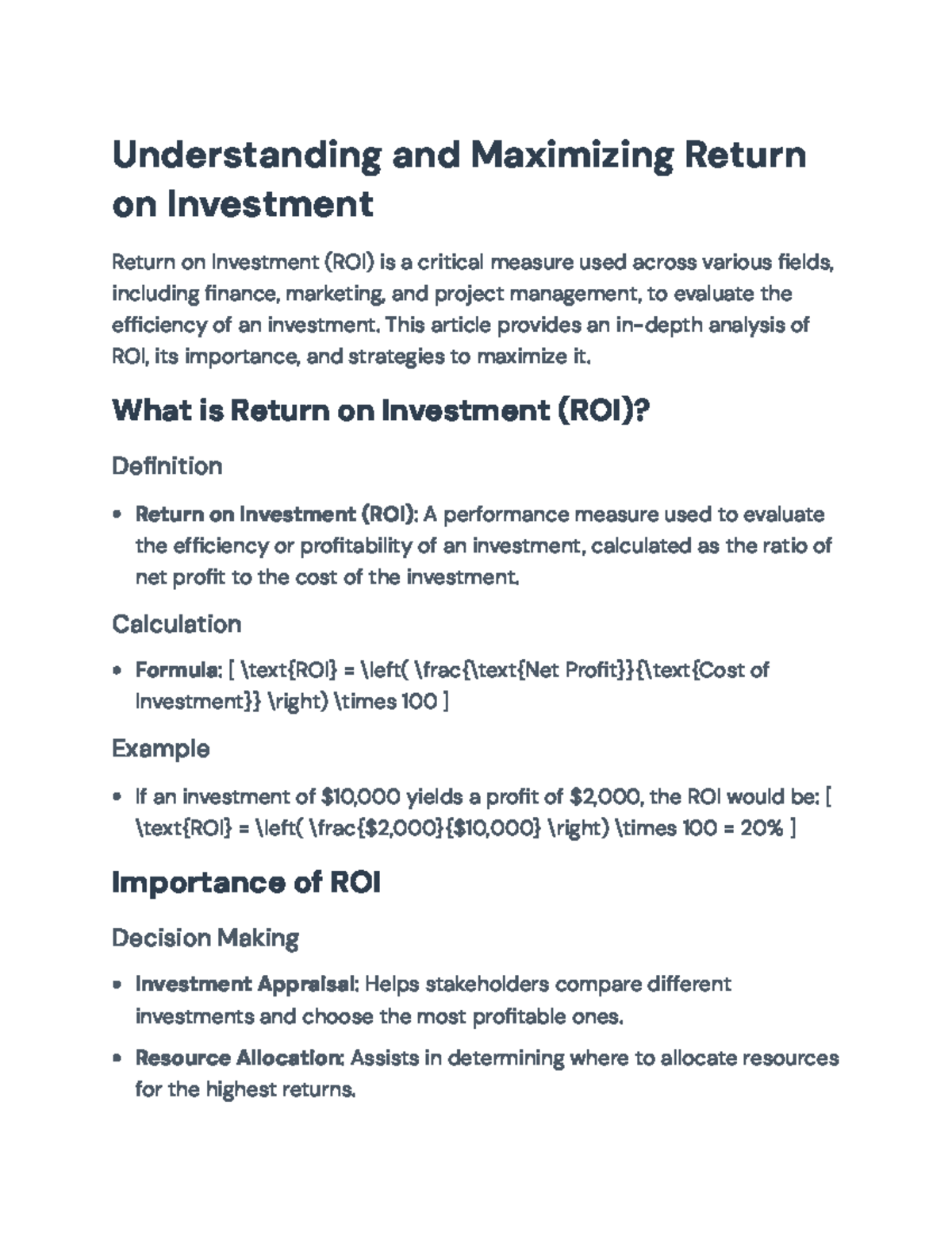 Understanding and Maximizing ROI: Strategies for Business Success ...