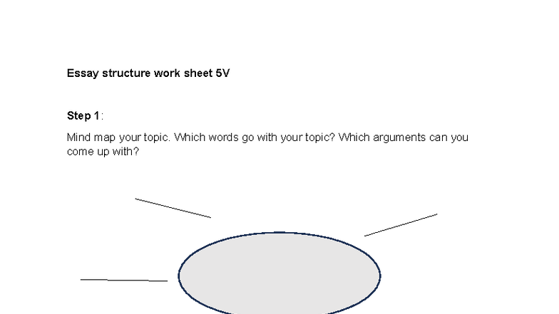 5V Essay Structure Worksheet: Mind Mapping & Argument Drafting ...