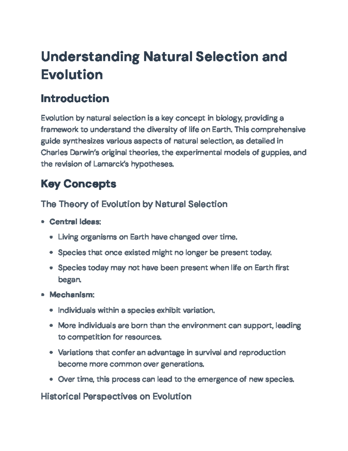 Understanding Natural Selection: Key Concepts in Evolutionary Biology ...