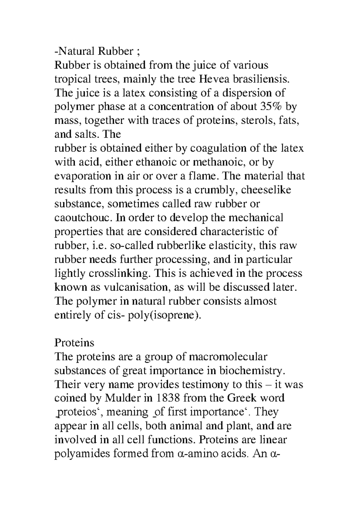 Kee3 - Organic Chemistry -Natural Rubber ; Rubber is obtained from the ...