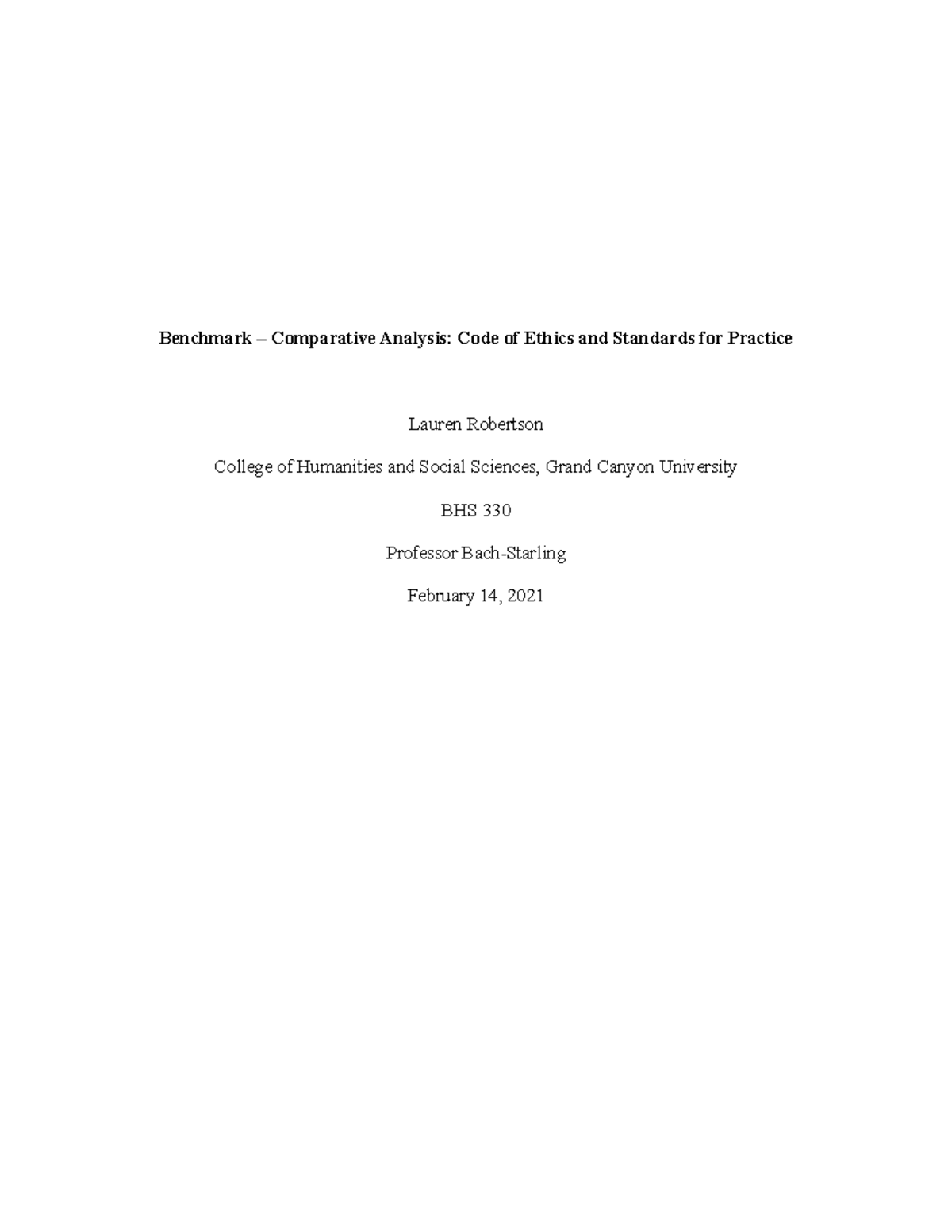 Benchmark comparing codes of ethics - Benchmark – Comparative Analysis ...