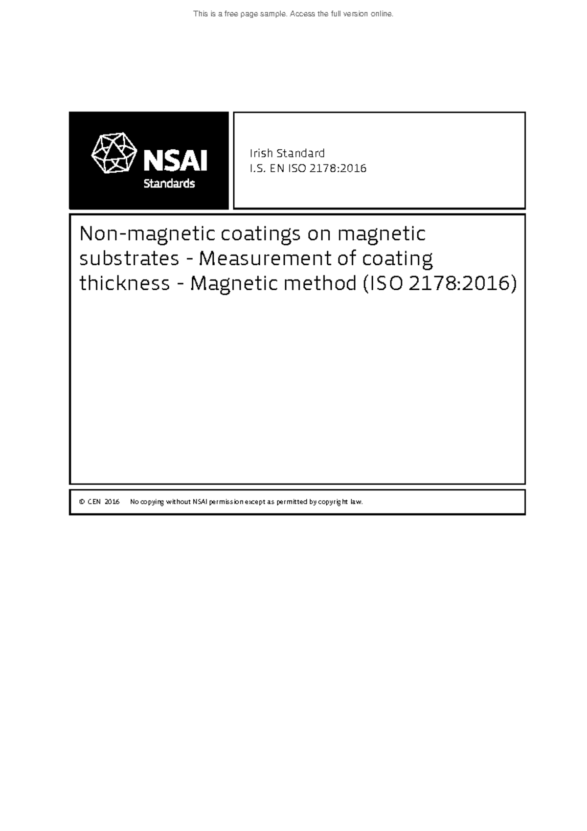 Revised Title: EN ISO 2178:2016 - Measurement of Non-Magnetic Coating ...