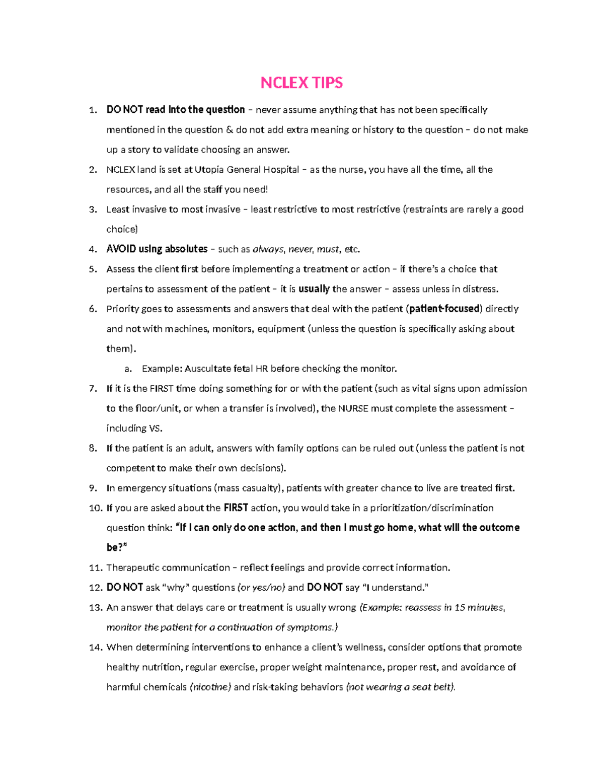 NCLEX Exam Tips: Essential Strategies for Success in Nursing - Studocu