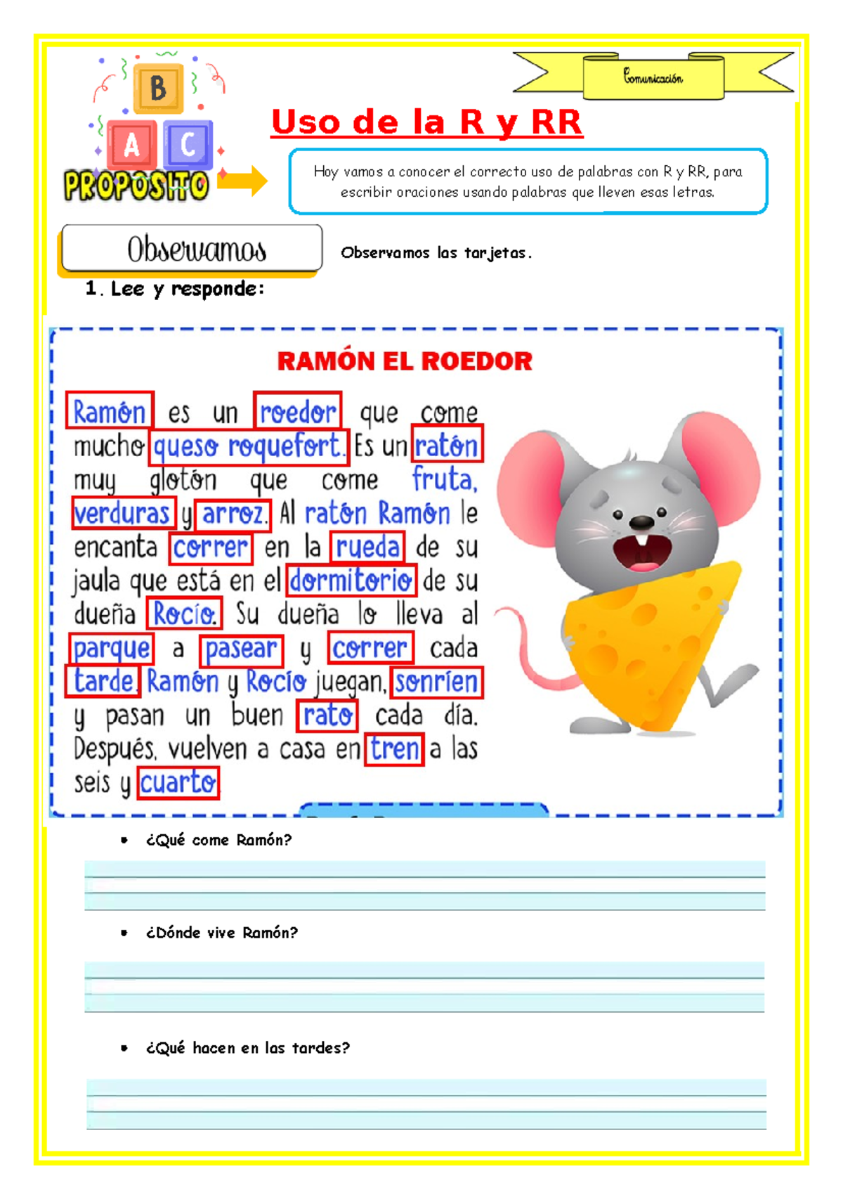 Uso Correcto de la R y RR en el Español - Ficha 2 - Studocu