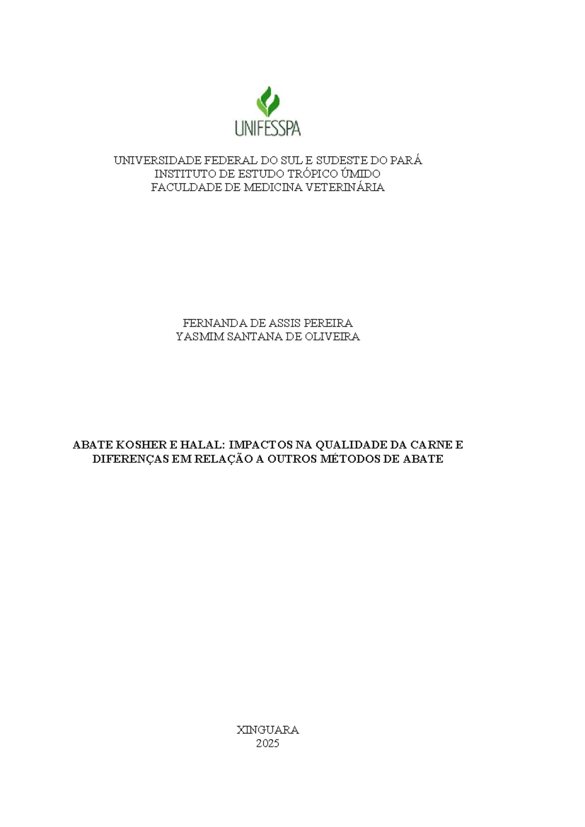 TPOA II: Abate Kosher e Halal - Impactos na Qualidade da Carne - Studocu