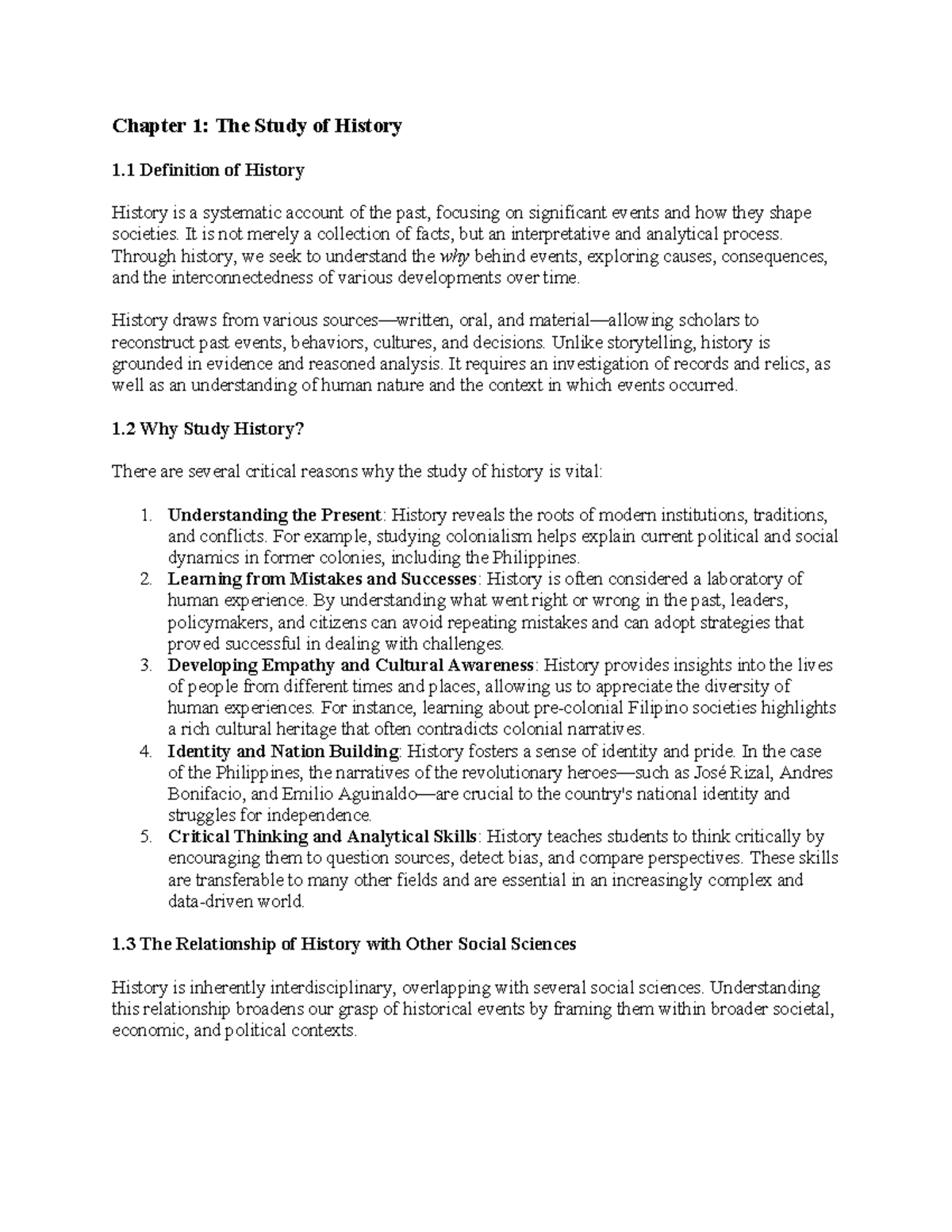 Phil History: Understanding the Study of History and Its Impact - Studocu