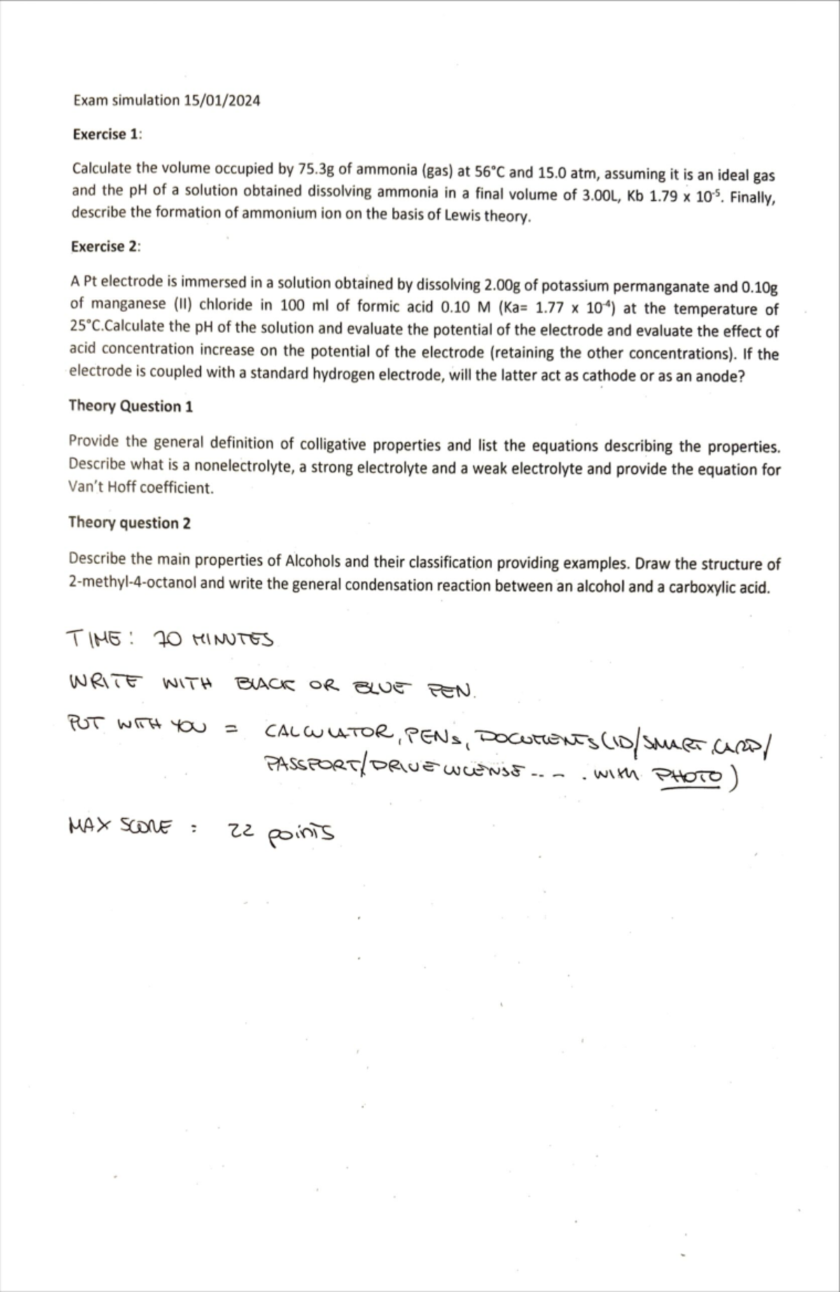 exam simulation with resolution (written) - Exam simulation Exercise 1 ...